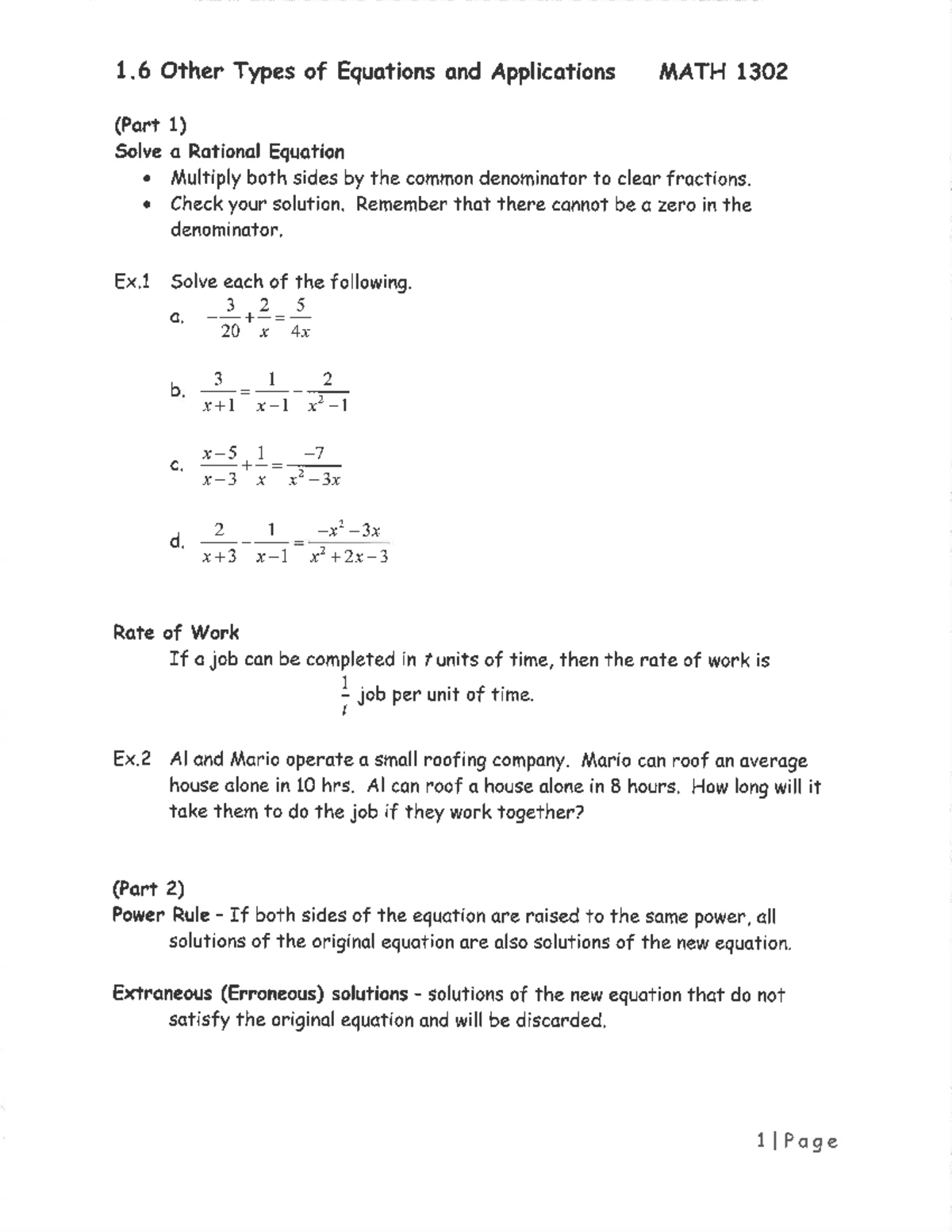 College Algebra Chapter 1.6 - 1 Other Types of Equations and ...