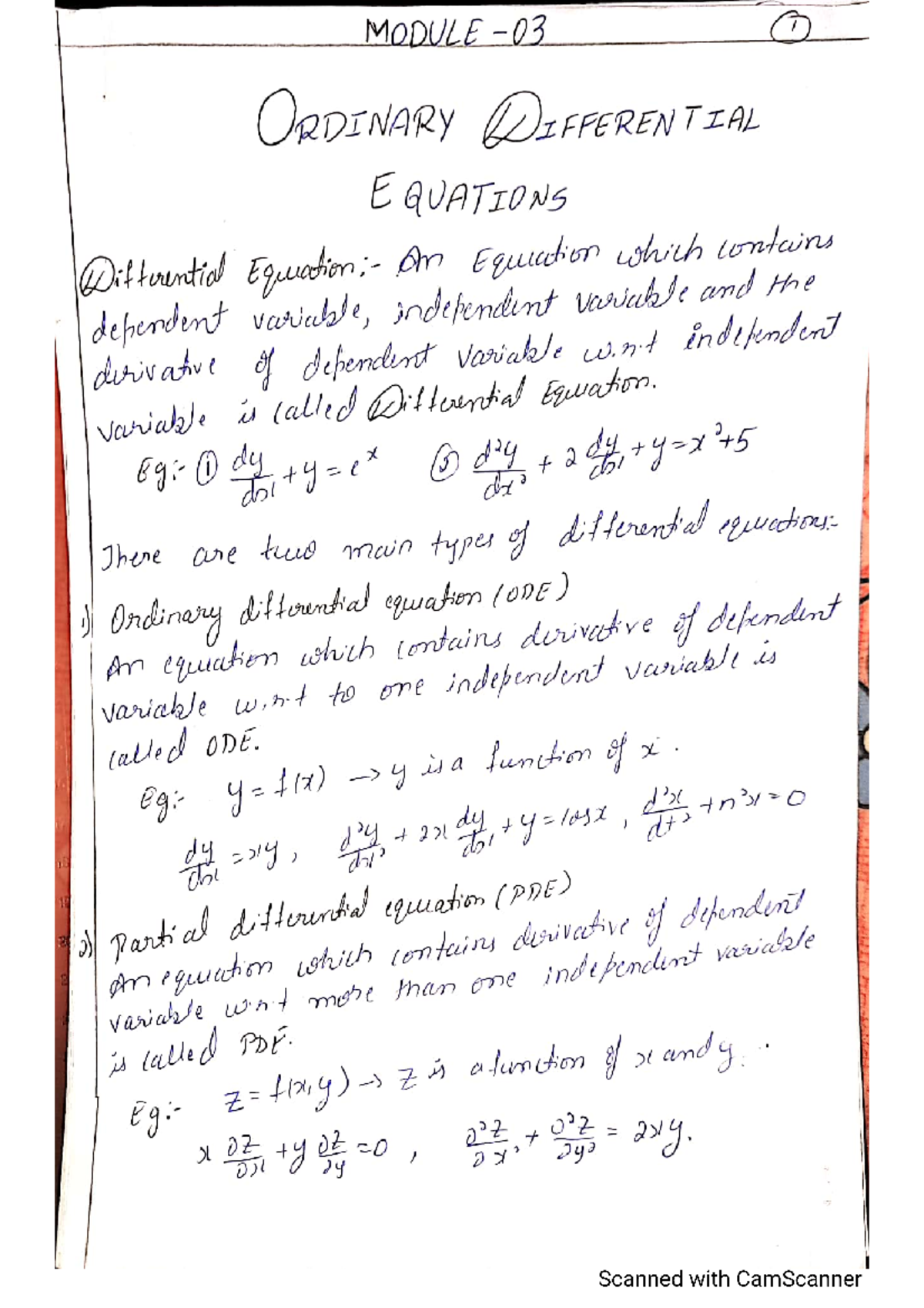 Ordinary Differential equation - Engineering mathematics - Studocu