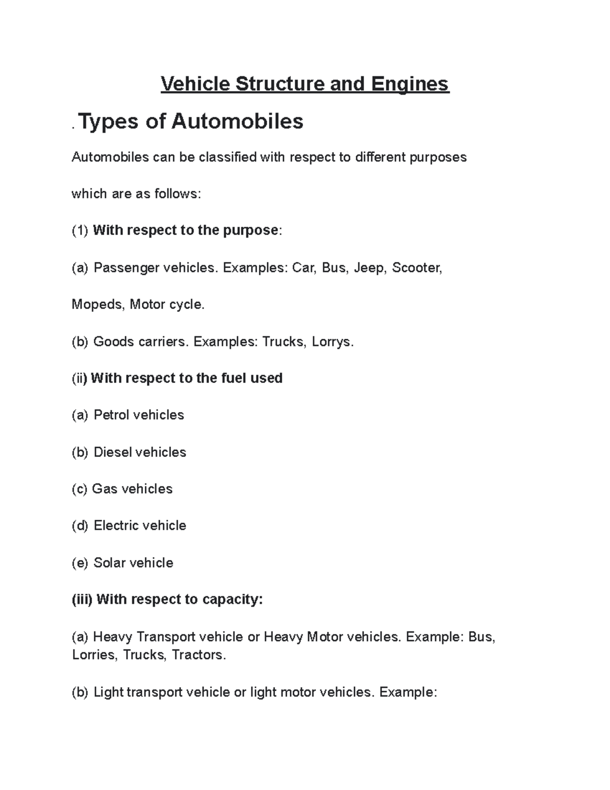 Vehicle Structure and Engine 1-Types of automobiles - Vehicle Structure ...