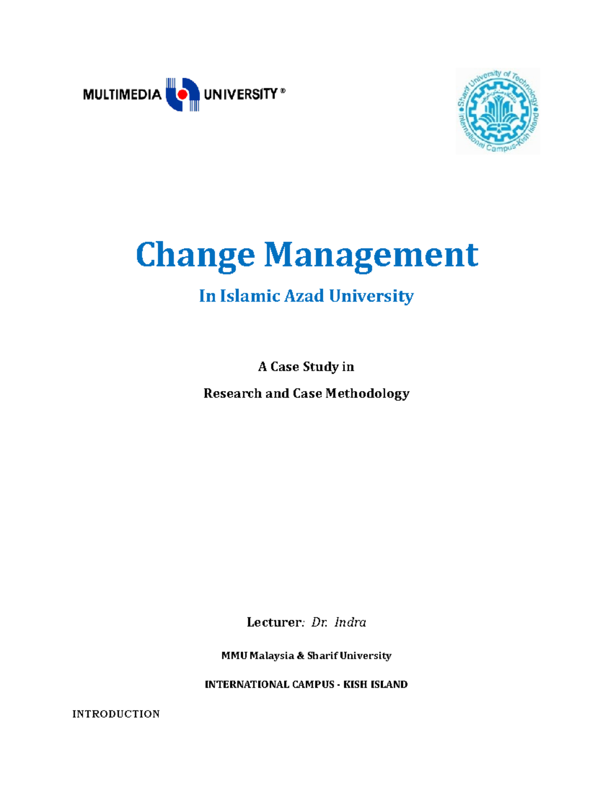 Change Management 1101601086 - Change Management In Islamic Azad ...