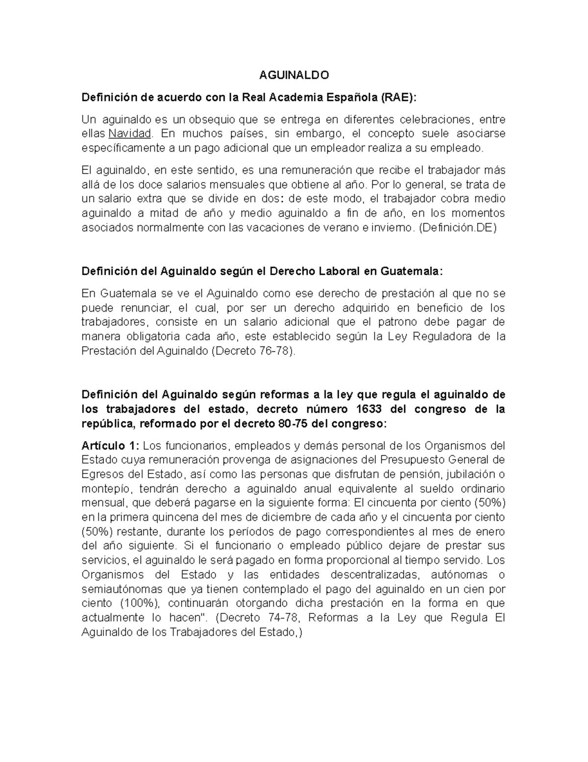 Trabajo Aguinaldo parte Clau Derecho Laboral - AGUINALDO Definición de ...