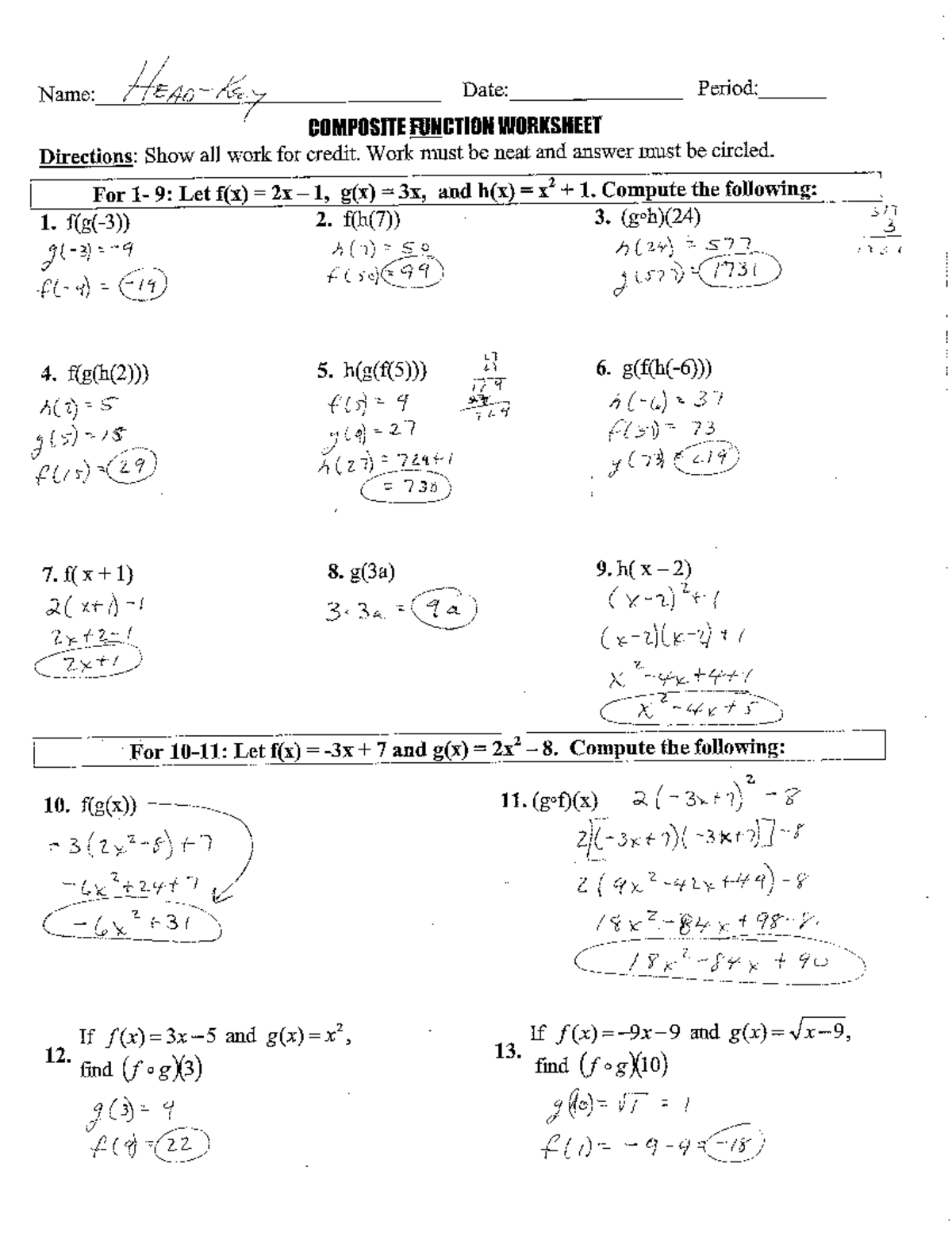 228-Composite Functions Review-Key - Mathematics in the Modern World ...