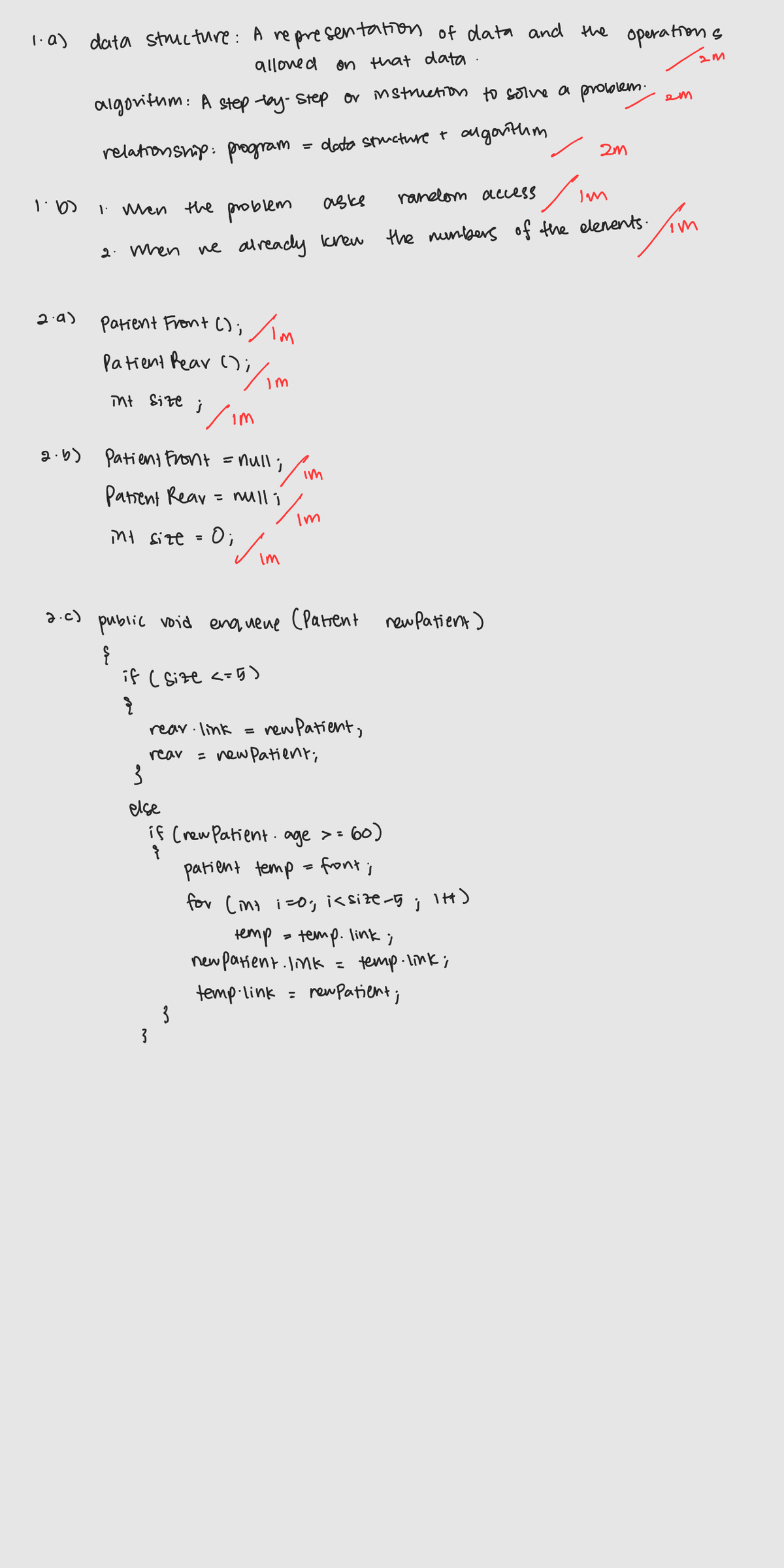 Test 1 Csc508 Test1 1 Data Structure A Representation Of Data And The Operation S Allowed On