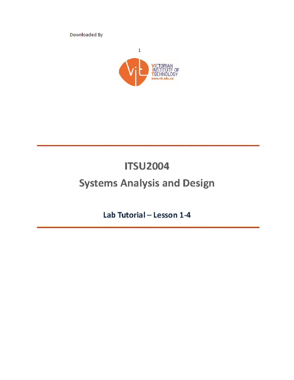 ITSU2004 Tutorial 1 - 1 ITSU Systems Analysis and Design Lab Tutorial ...