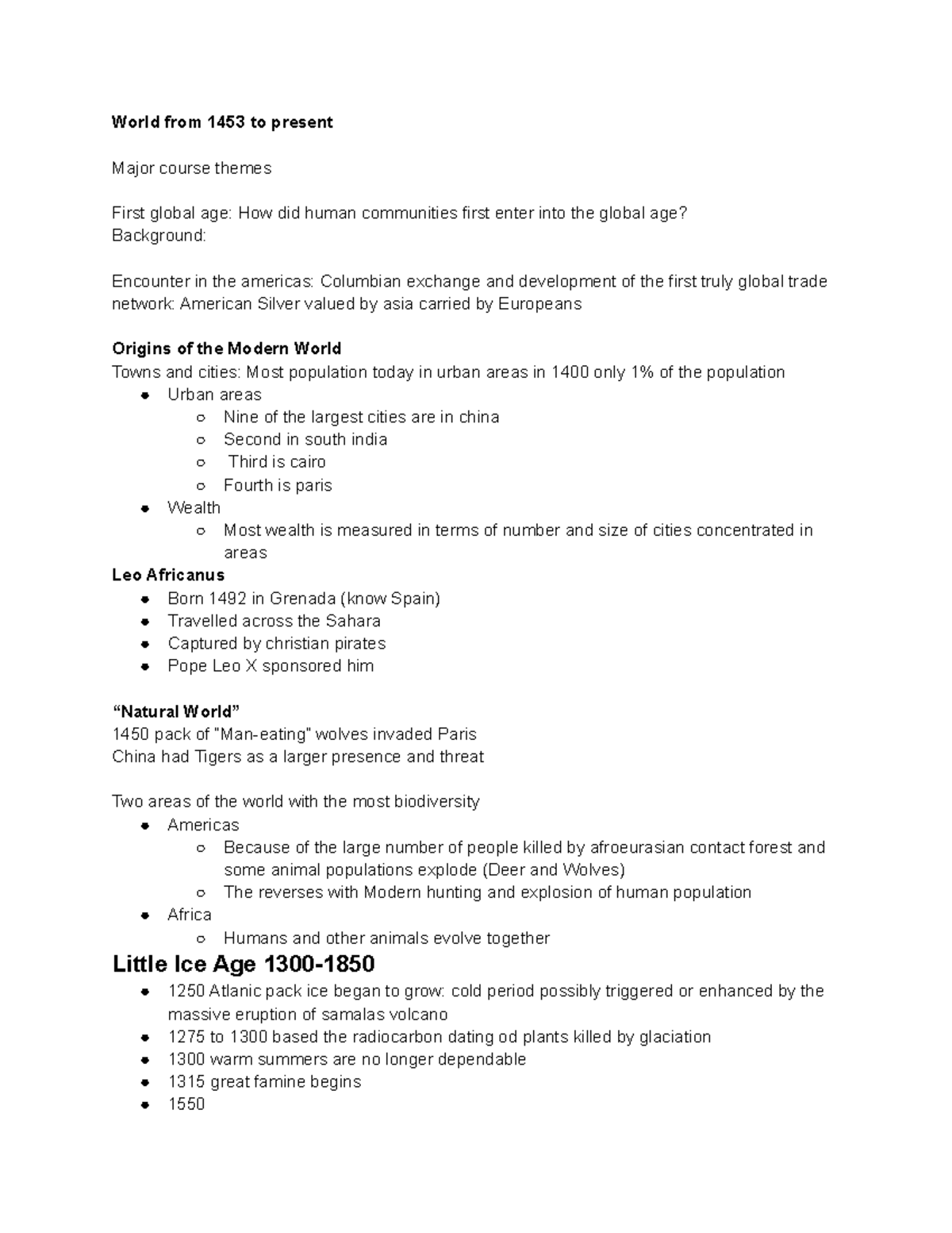 World History Notes - World from 1453 to present Major course themes ...