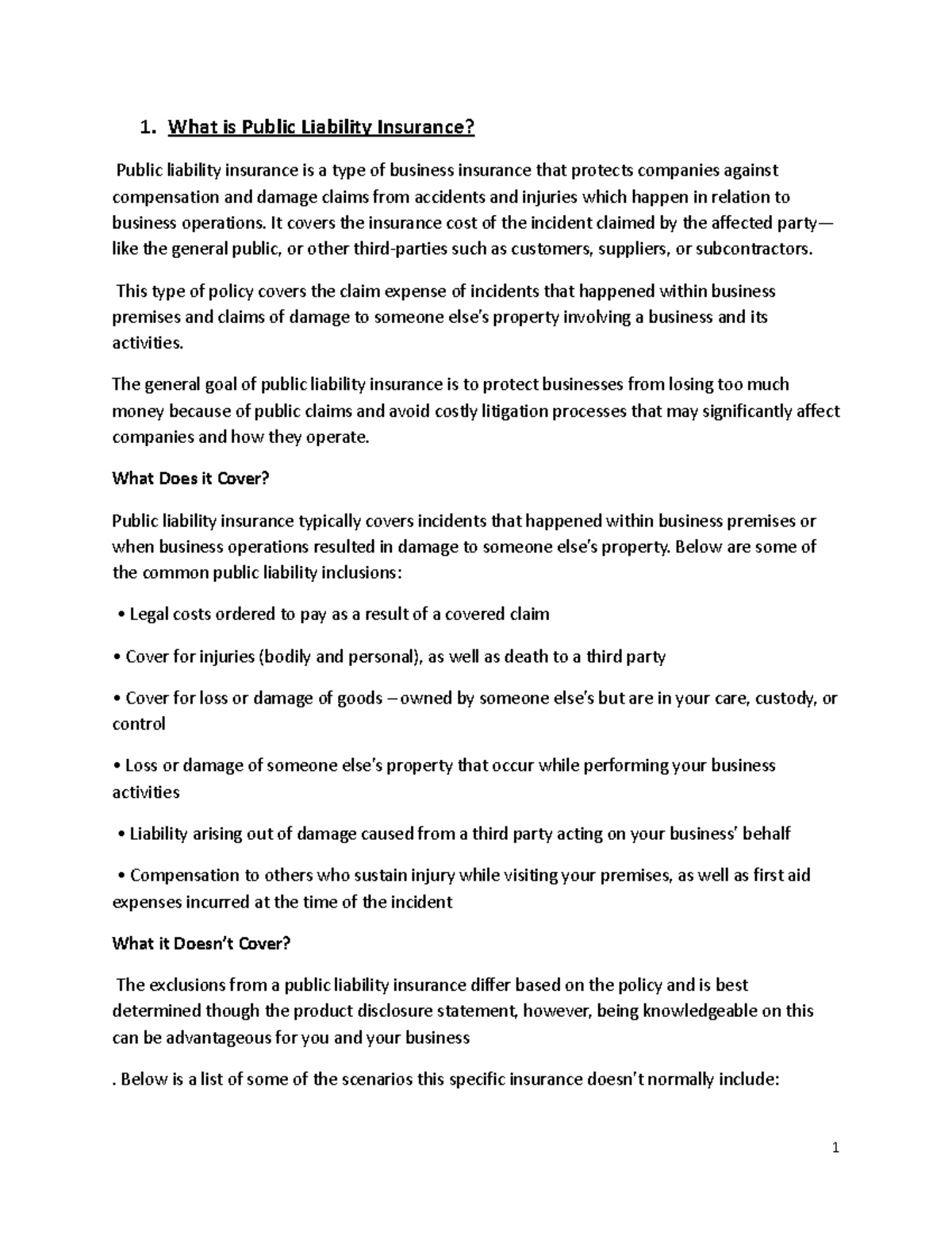 Fire insurance - 1. What is Public Liability Insurance? Public ...