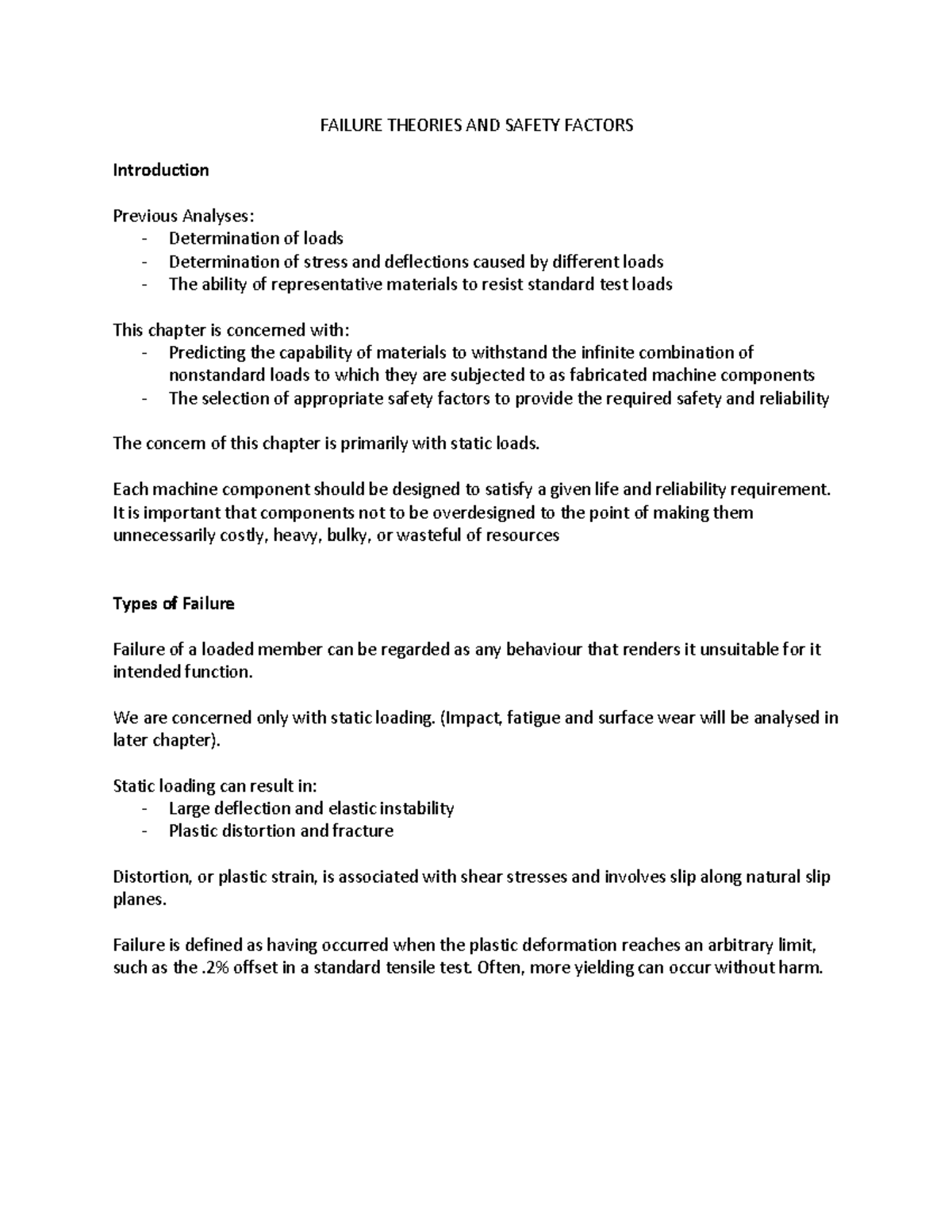 Failure theories and saftey factors - FAILURE THEORIES AND SAFETY ...