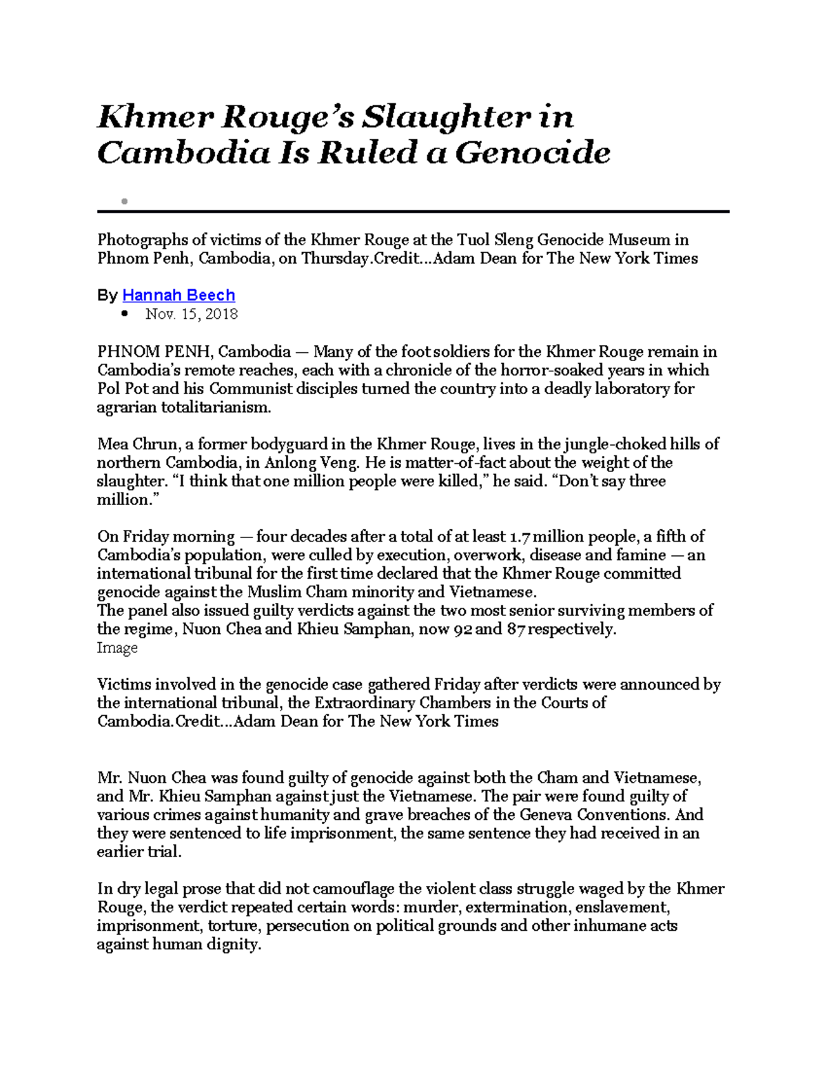 Khmer Rouge - eng - Khmer Rouge’s Slaughter in Cambodia Is Ruled a ...