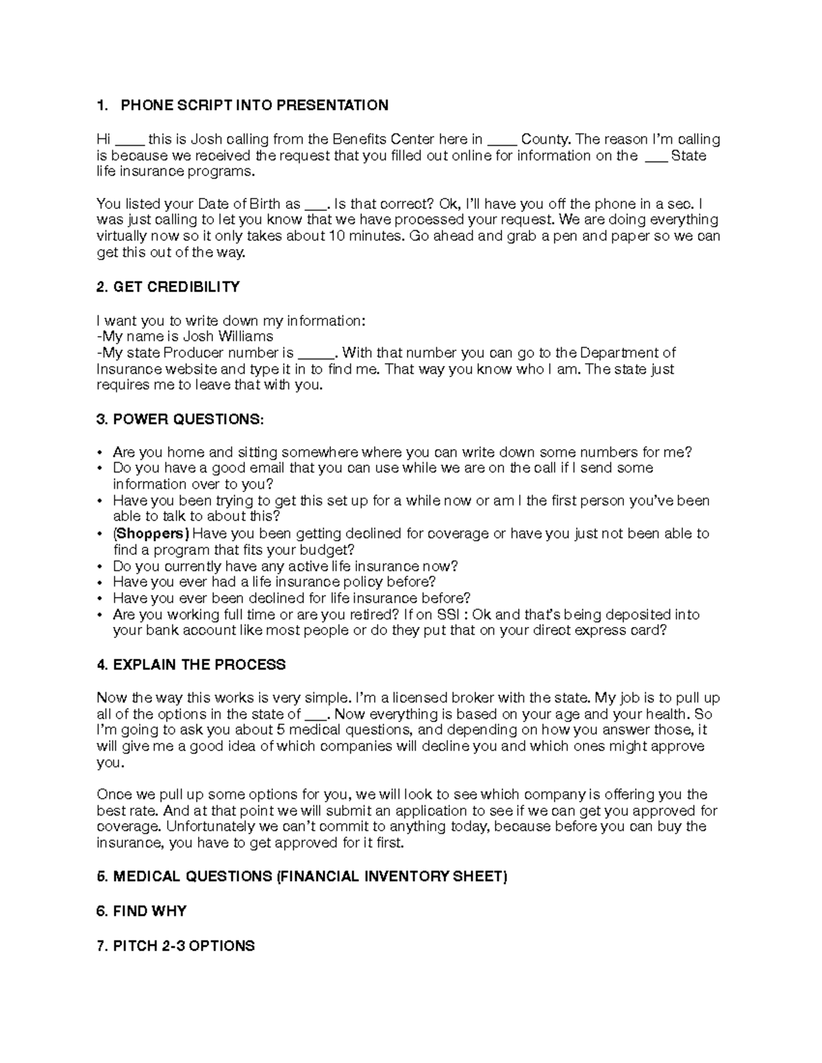 Script Telesales Outbound - 1. PHONE SCRIPT INTO PRESENTATION Hi ...