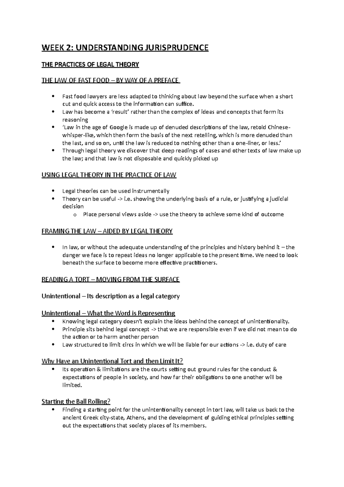 WEEK 2 - Week 2 notes - WEEK 2: UNDERSTANDING JURISPRUDENCE THE ...