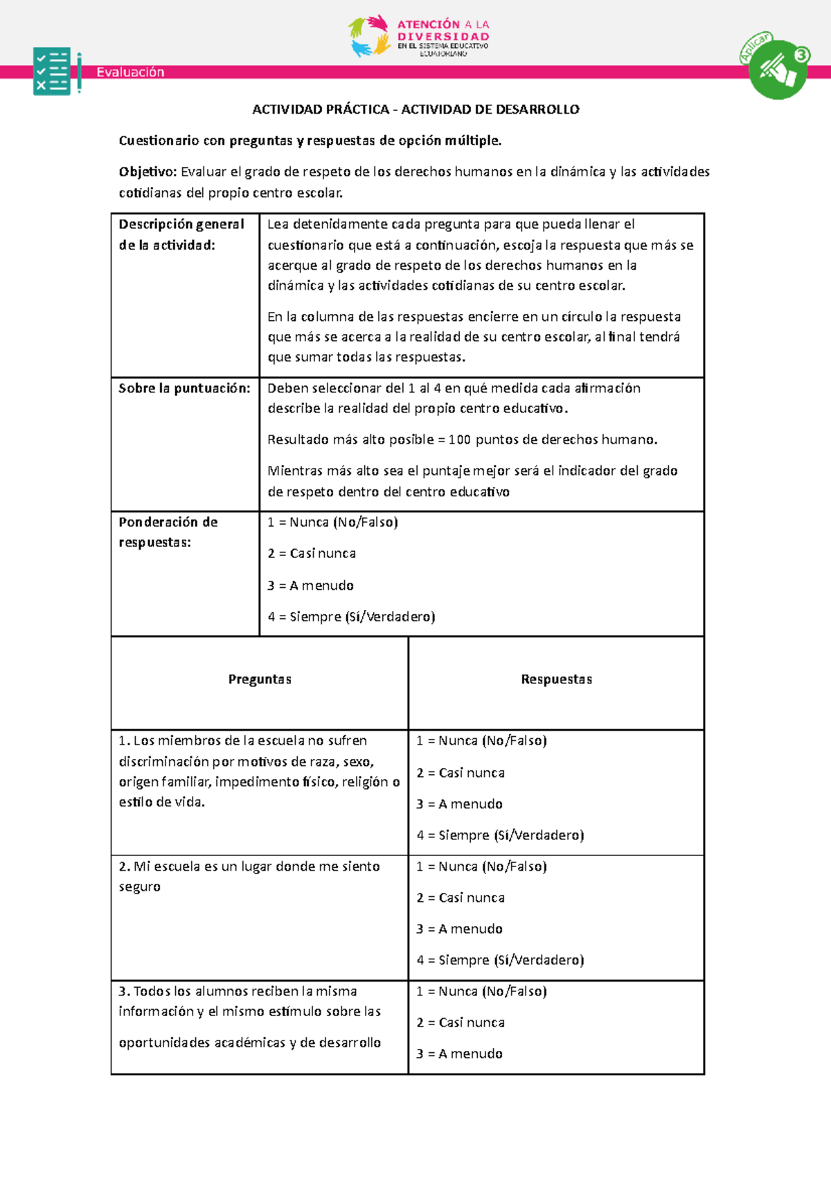 Evaluar el grado de respeto de los derechos humanos - ACTIVIDAD ...
