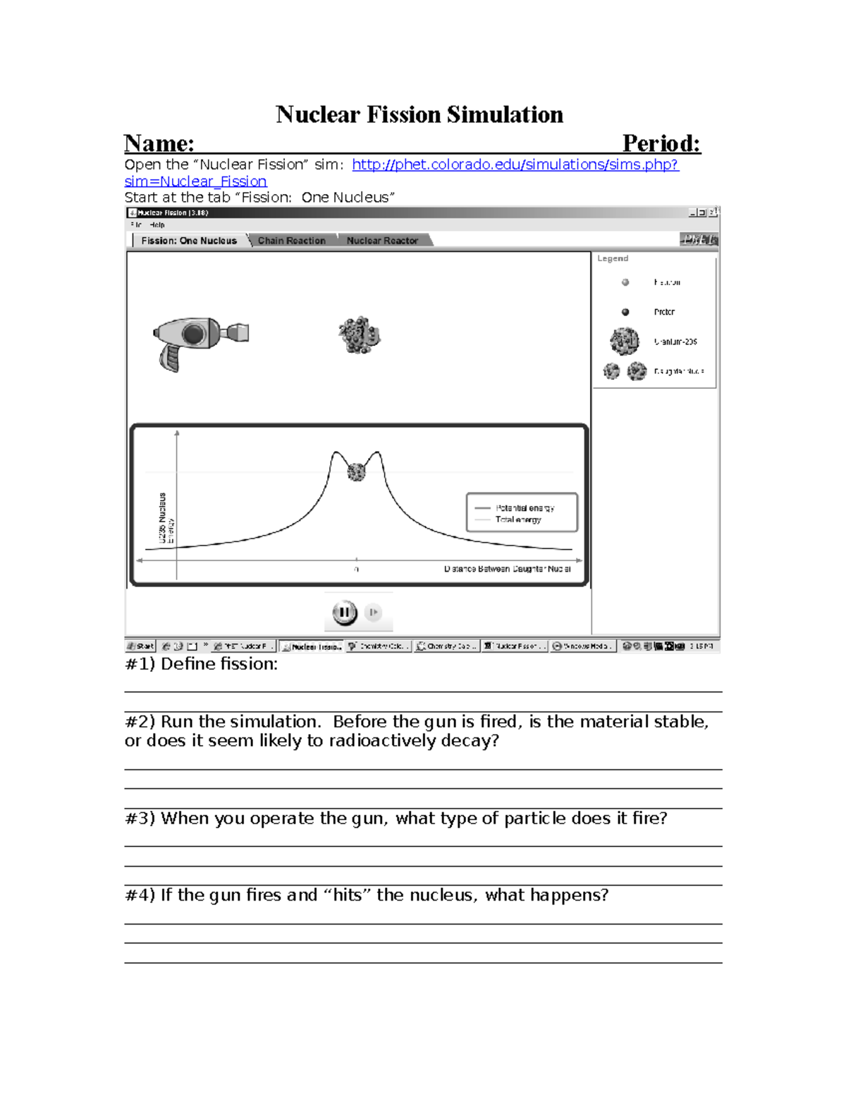Nuclear Fission Simulation - Nuclear Fission Simulation Name: Period ...