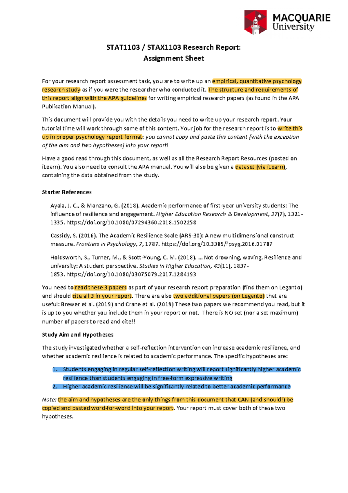 Report Info Sheet - .... - STAT1103 / STAX1103 Research Report ...