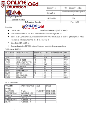 IT6202 Course Project - Amansic, Joshua John Y - Course Project Database Management System 1 ...