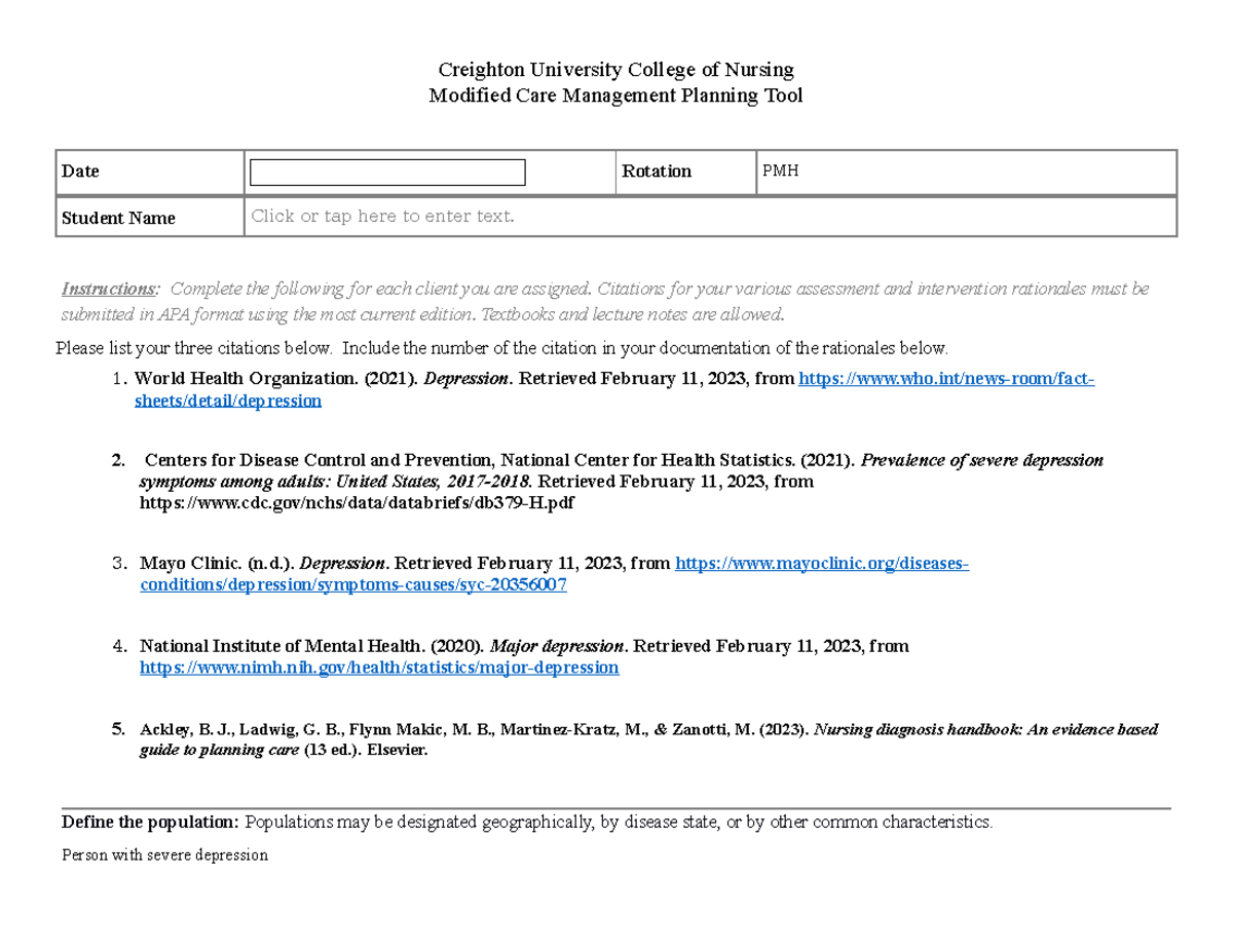 Mcmpt - This is a mock care management plan for a FAKE patient with ...