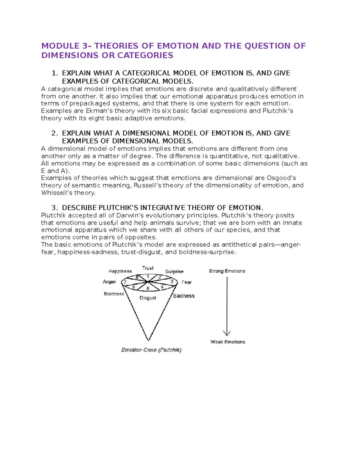 Emotion Module 3 Lecture Notes 3 Module 3 Theories Of Emotion And The Question Of