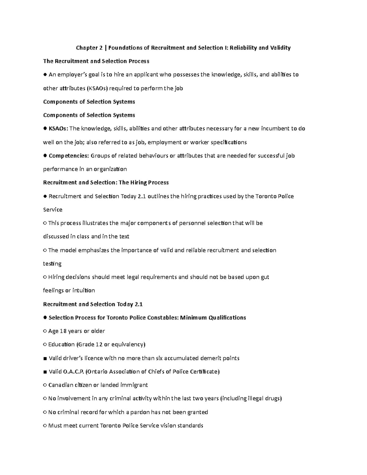 Staffing Notes Chapter 2 - Chapter 2 | Foundations of Recruitment and ...