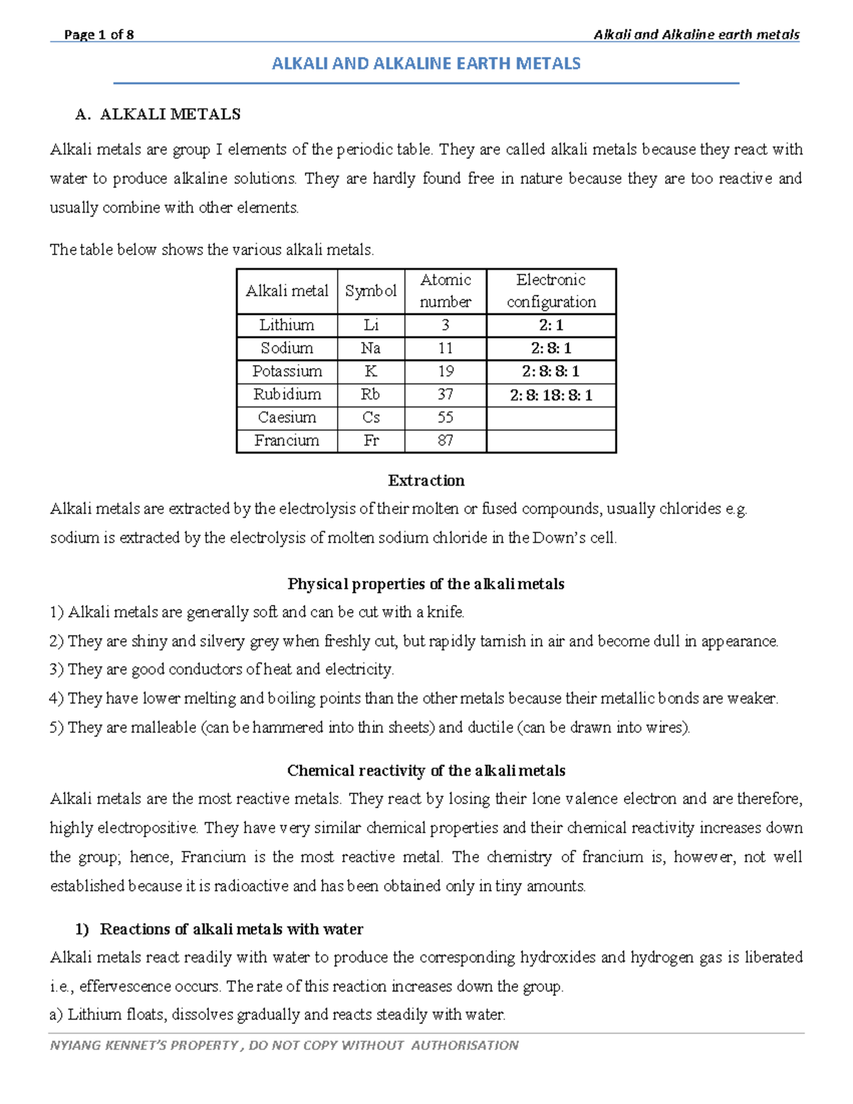 Chemistry of alkali and alkaline earth metals 2018 - ALKALI AND ...