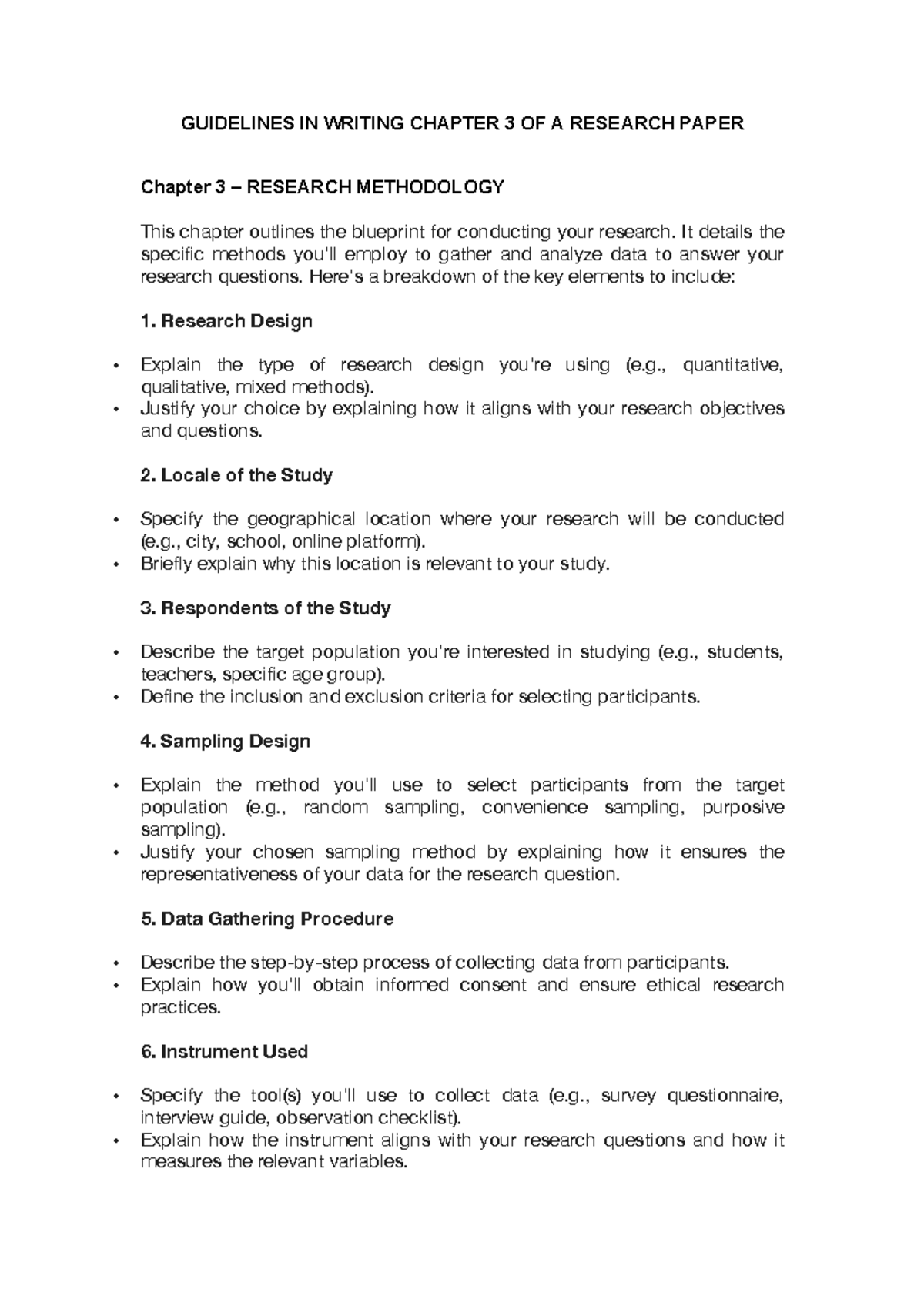 Writing Chapter 3 OF A Research Paper - GUIDELINES IN WRITING CHAPTER 3 ...