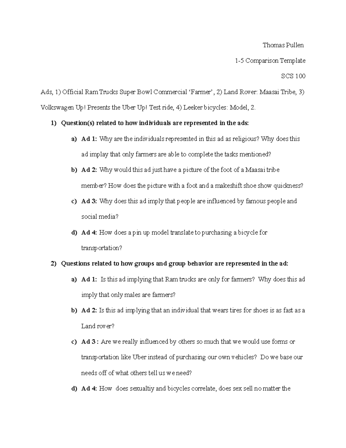 1-5 Comparison Template SCS 100 - Thomas Pullen 1-5 Comparison Template ...