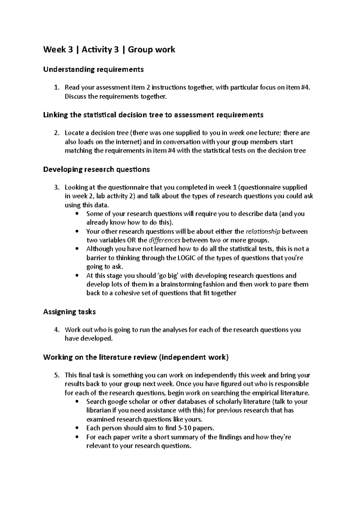 Week 3 Activtiy 3 Group work - Week 3 | Activity 3 | Group work ...