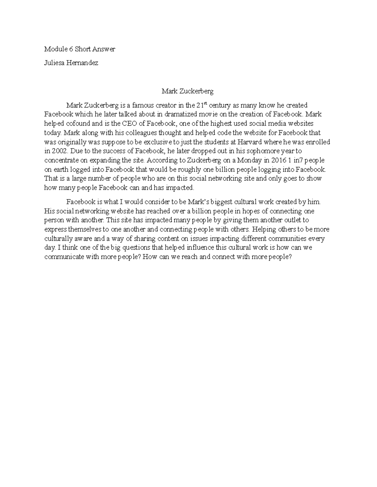 Module 6 Short Answer - Module 6 Short Answer Juliesa Hernandez Mark ...