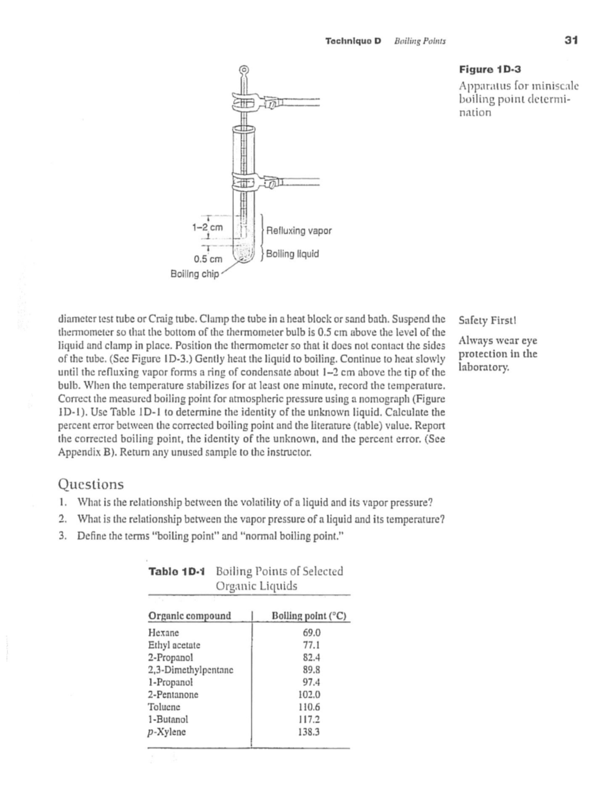 Prelab 2 - Technique D Boiling Points 31 Figure Apparatus for miniscale boiling point nation cm ...