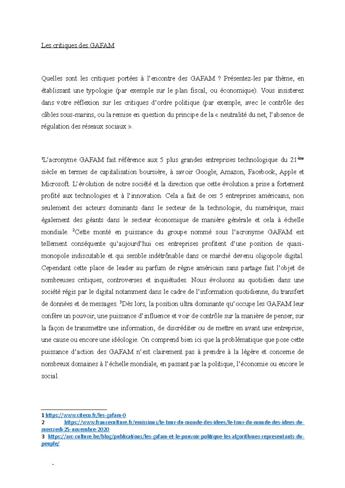 Les critiques des Gafam - Les critiques des GAFAM Quelles sont les ...