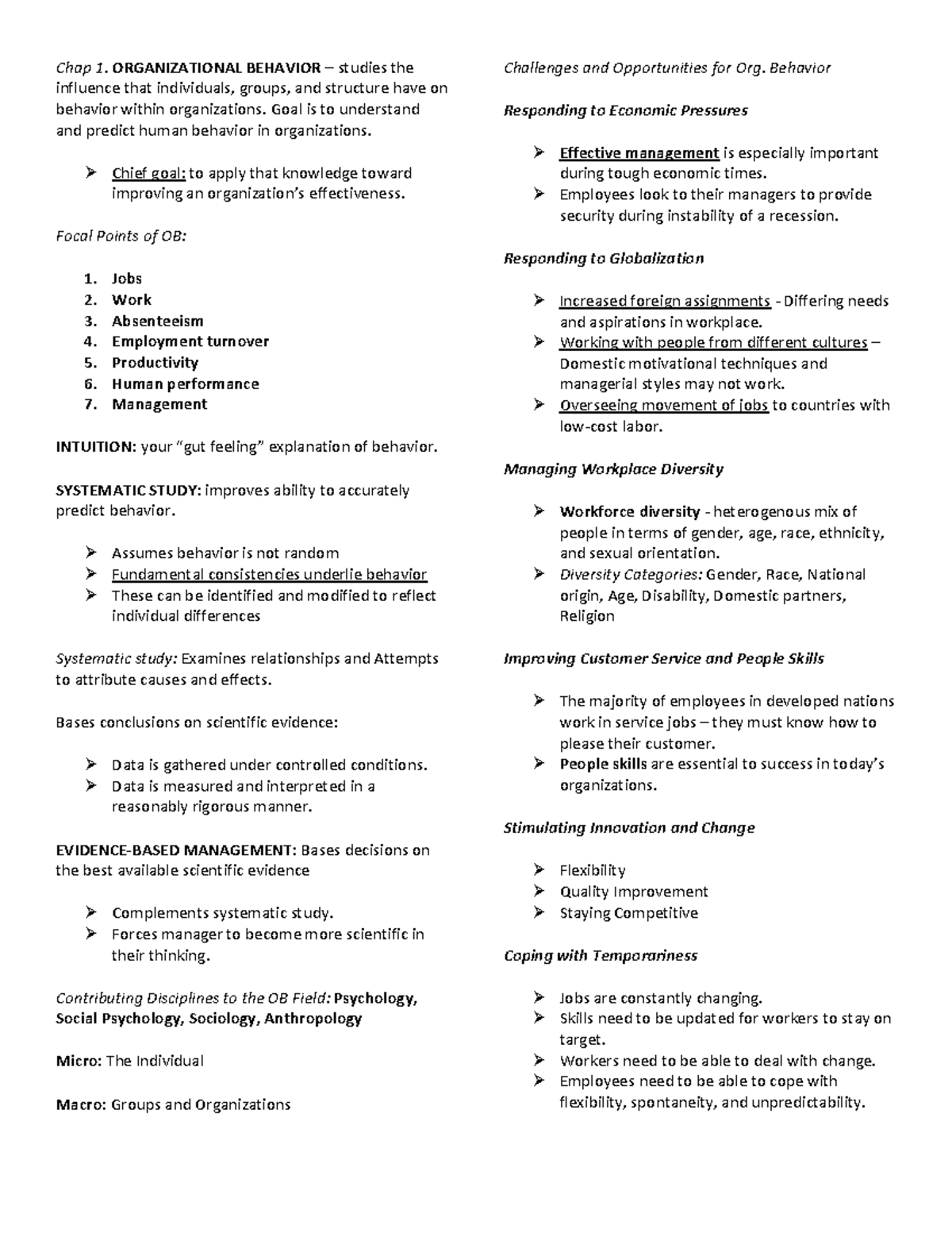 Organization's Behaviour Lecture notes for accountancy students taking ...