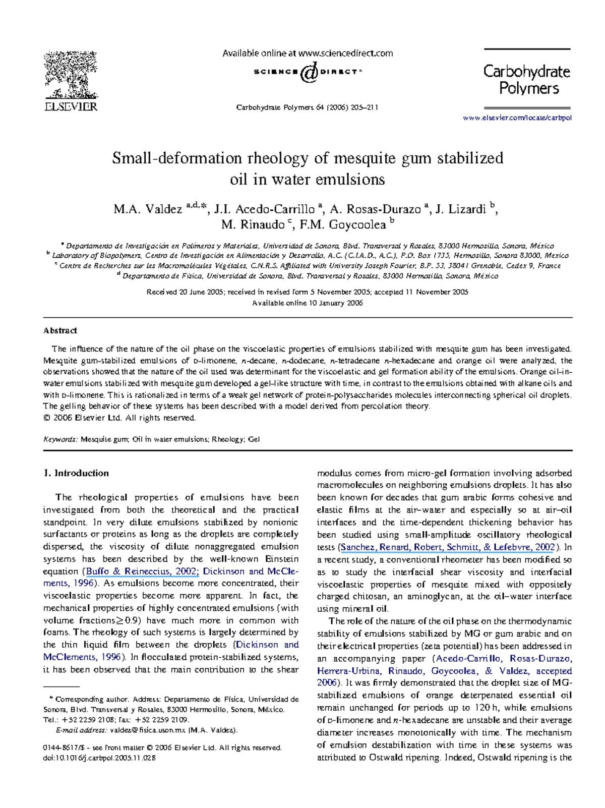 Small deformation rheology of mesquite g (1) - Small-deformation ...