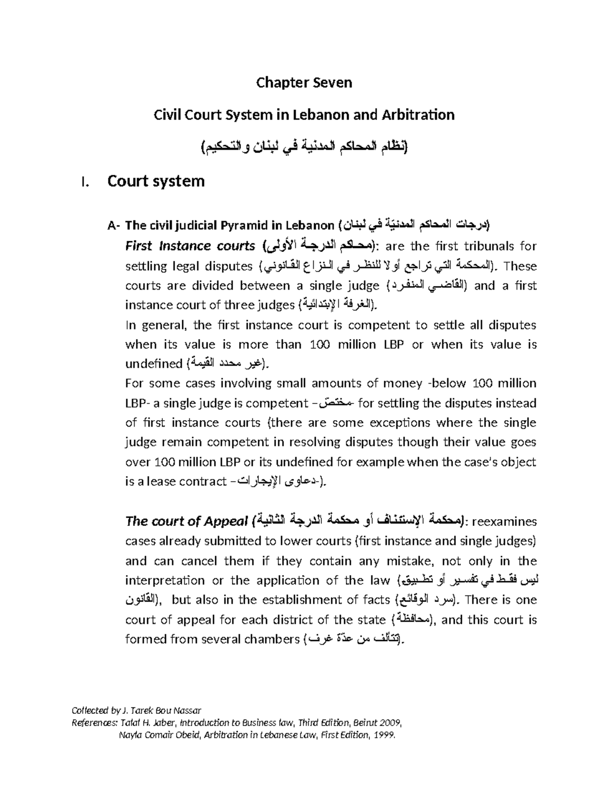 Chapter Seven- courts and arbitration - Chapter Seven Civil Court ...
