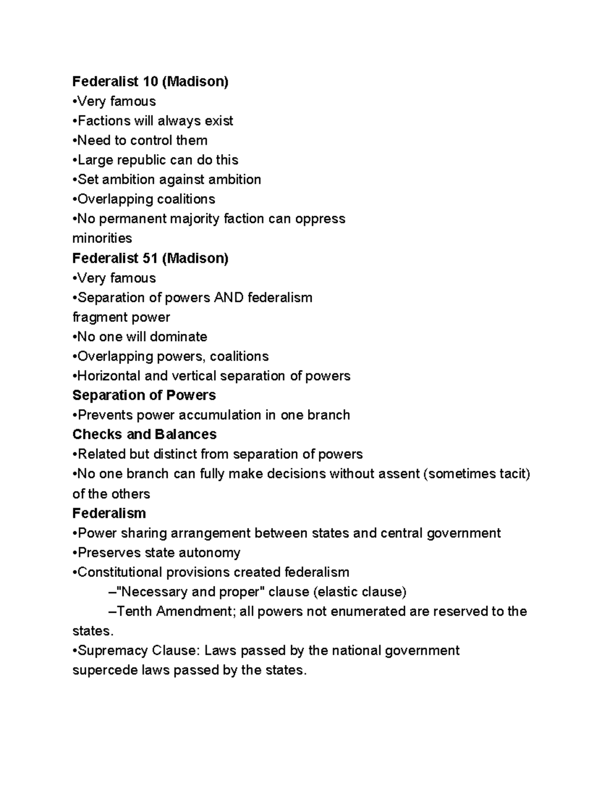 Political Science 111-Lecture 3 - Federalist 10 (Madison) •Very famous ...