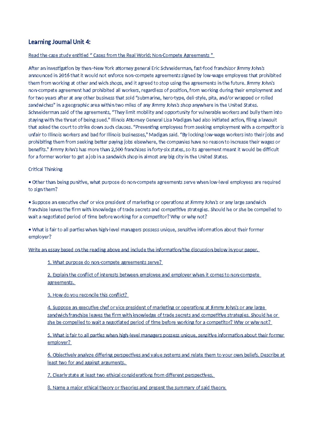 Learning Journal 4 - PHIL 1404 - Learning Journal Unit 4: Read the case ...