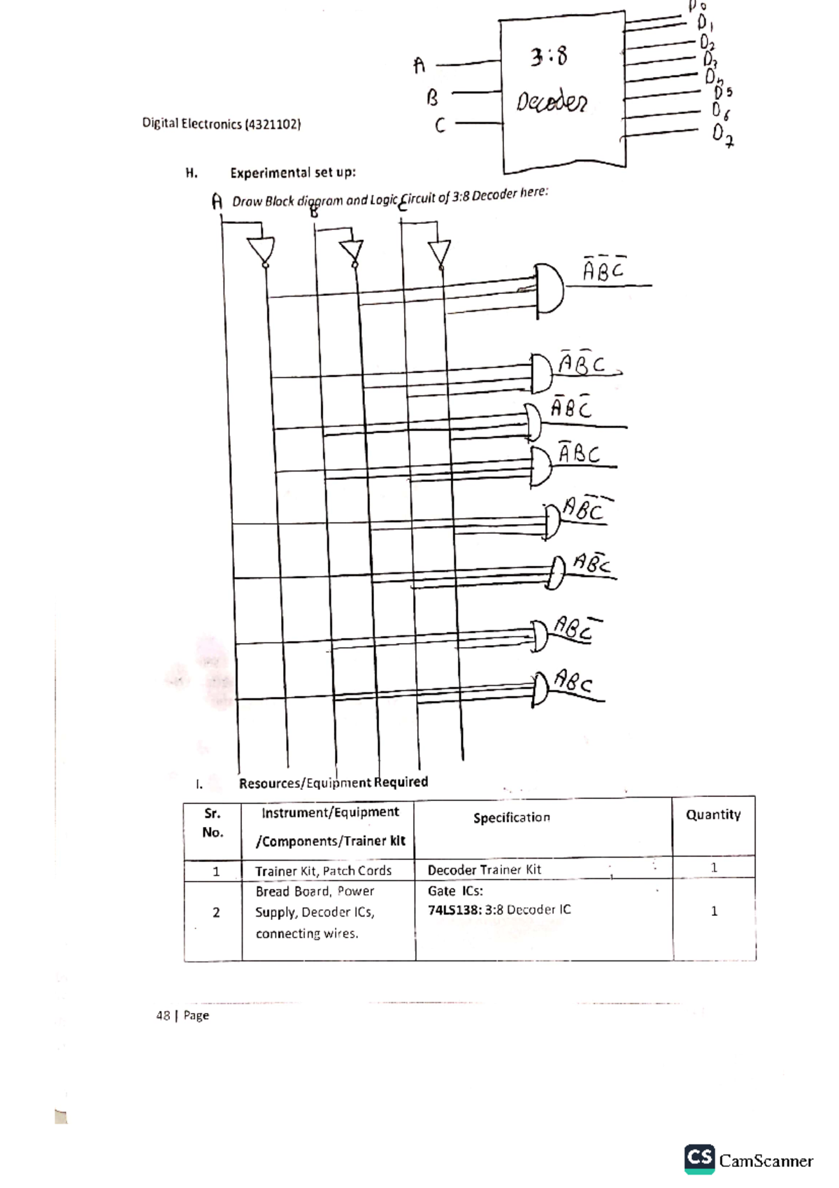 Cam Scanner 04-30-2024 22 - D, D2 A 3:8 B Decoder D5 Digital Electronics (4321102) 06 C O7 H ...