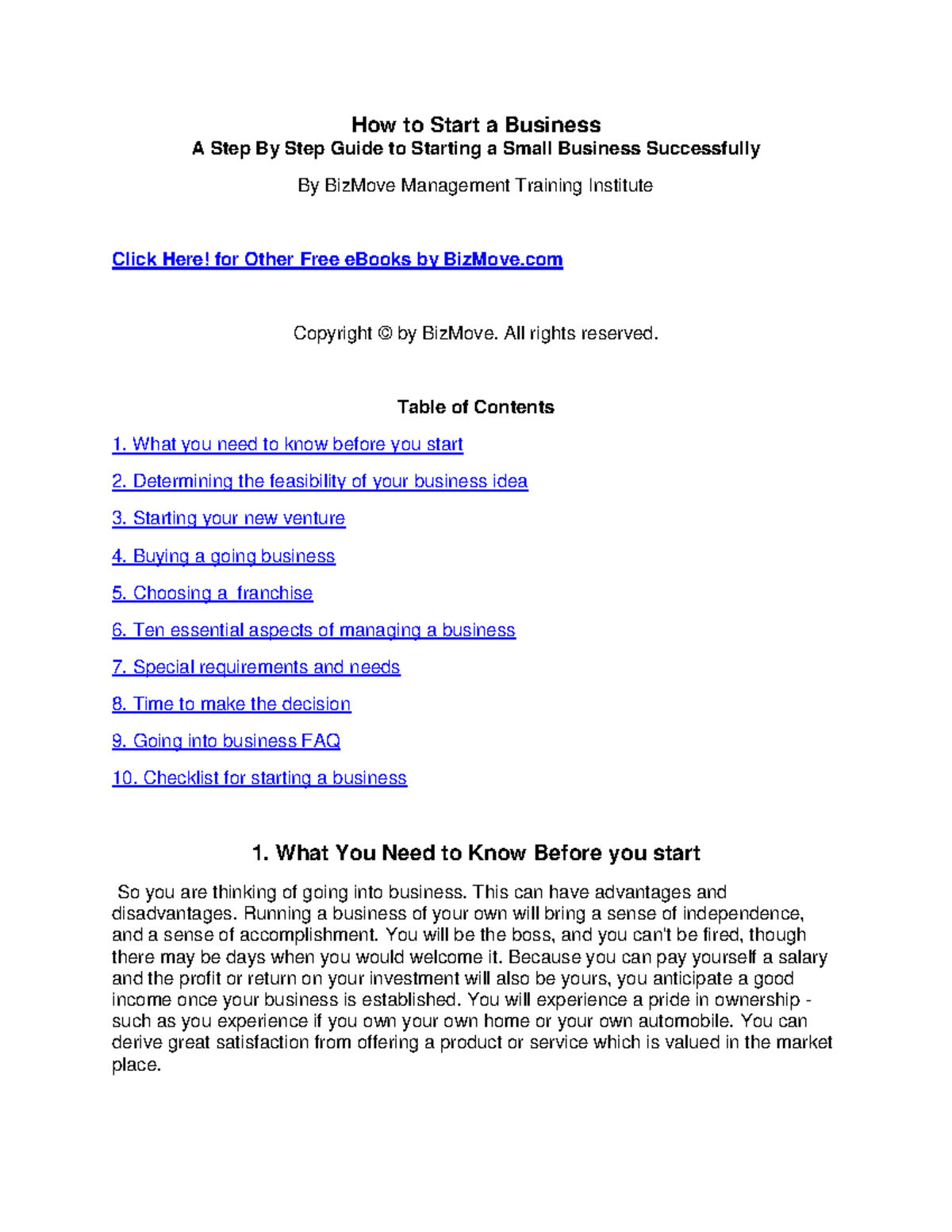 How to start a business - Notes for BBM - How to Start a Business A ...