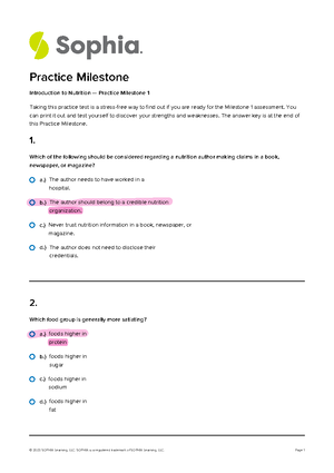 Intro to Nutrition Final Milestone - 1 Which food may help prevent the ...