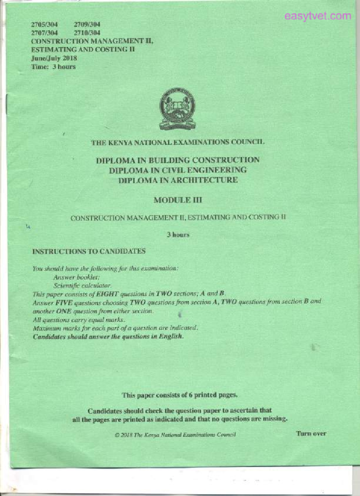 Estimating and costing for student diploma in building technology.it ...