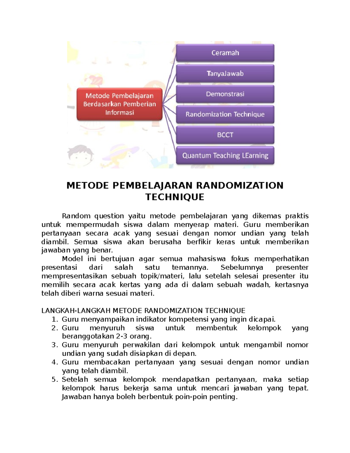 Metode Pembelajaran Randomization Technique - METODE PEMBELAJARAN ...