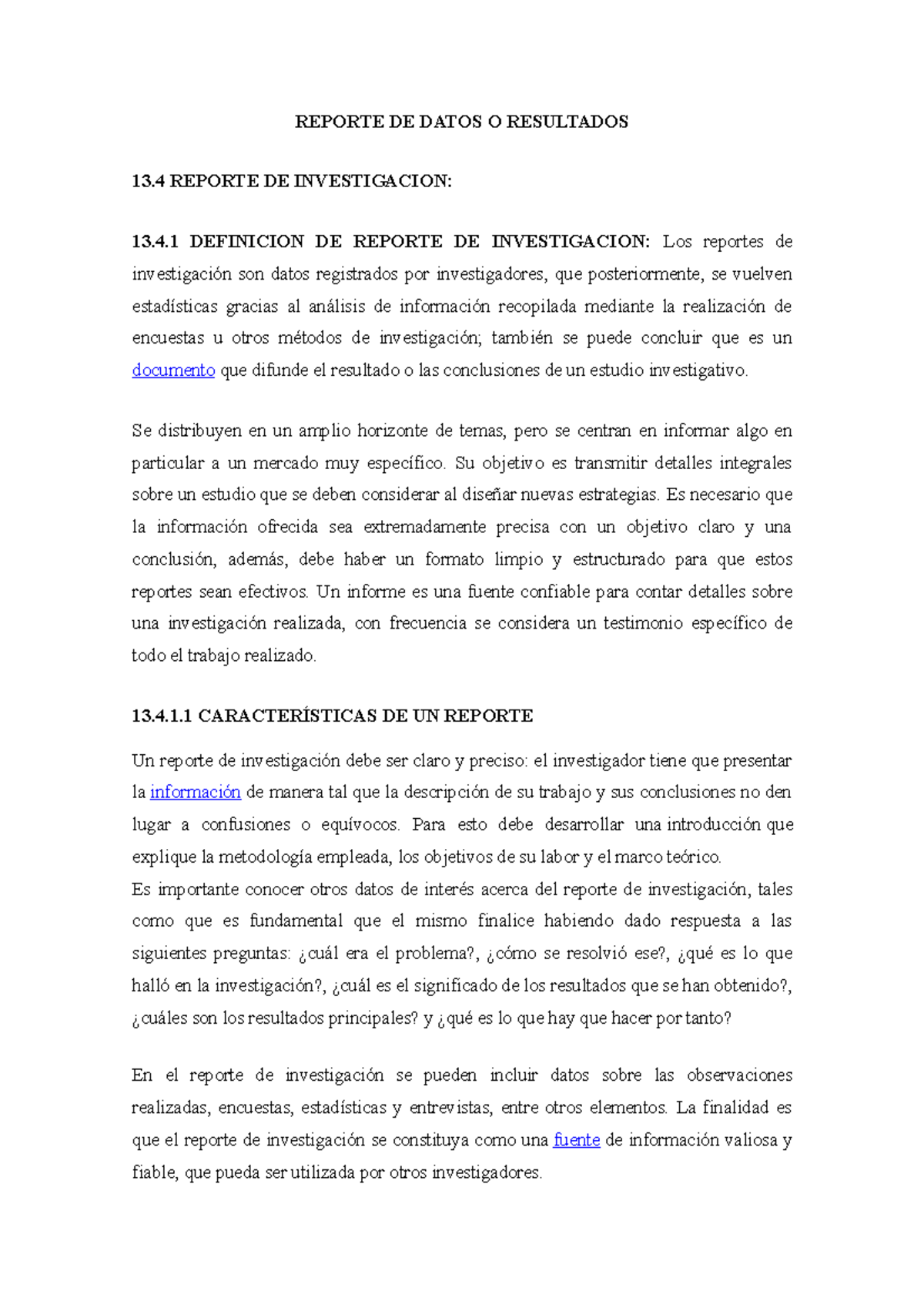 Reporte DE Datos O Resultados - REPORTE DE DATOS O RESULTADOS 13 ...