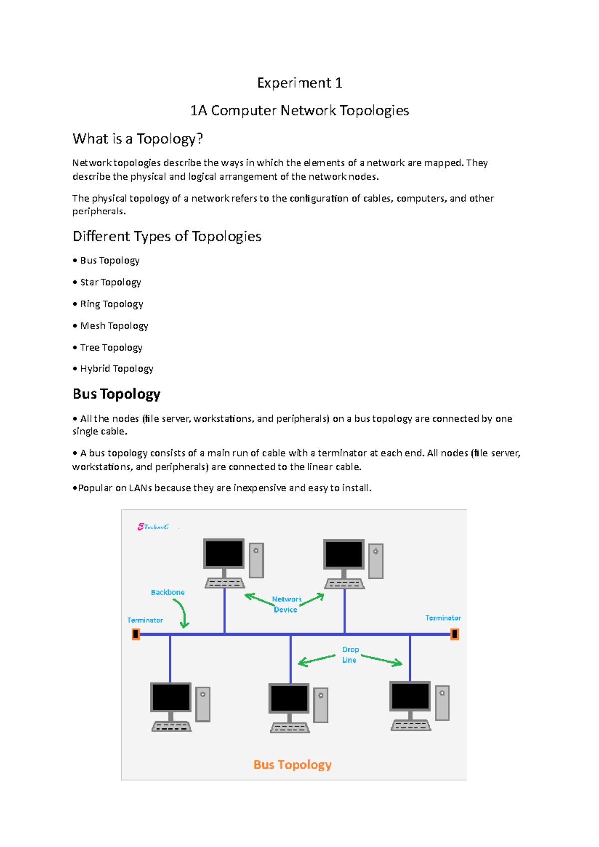 Experiment 1 - Problem Statement: To study of LAN using different ...