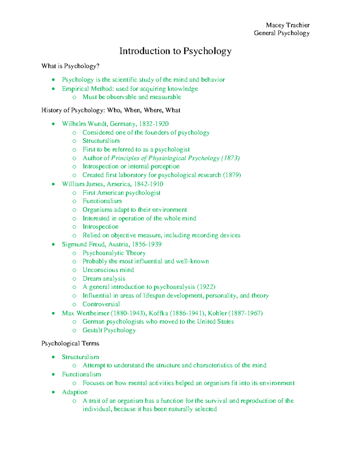 Introduction to Psychology - General Psychology Introduction to ...