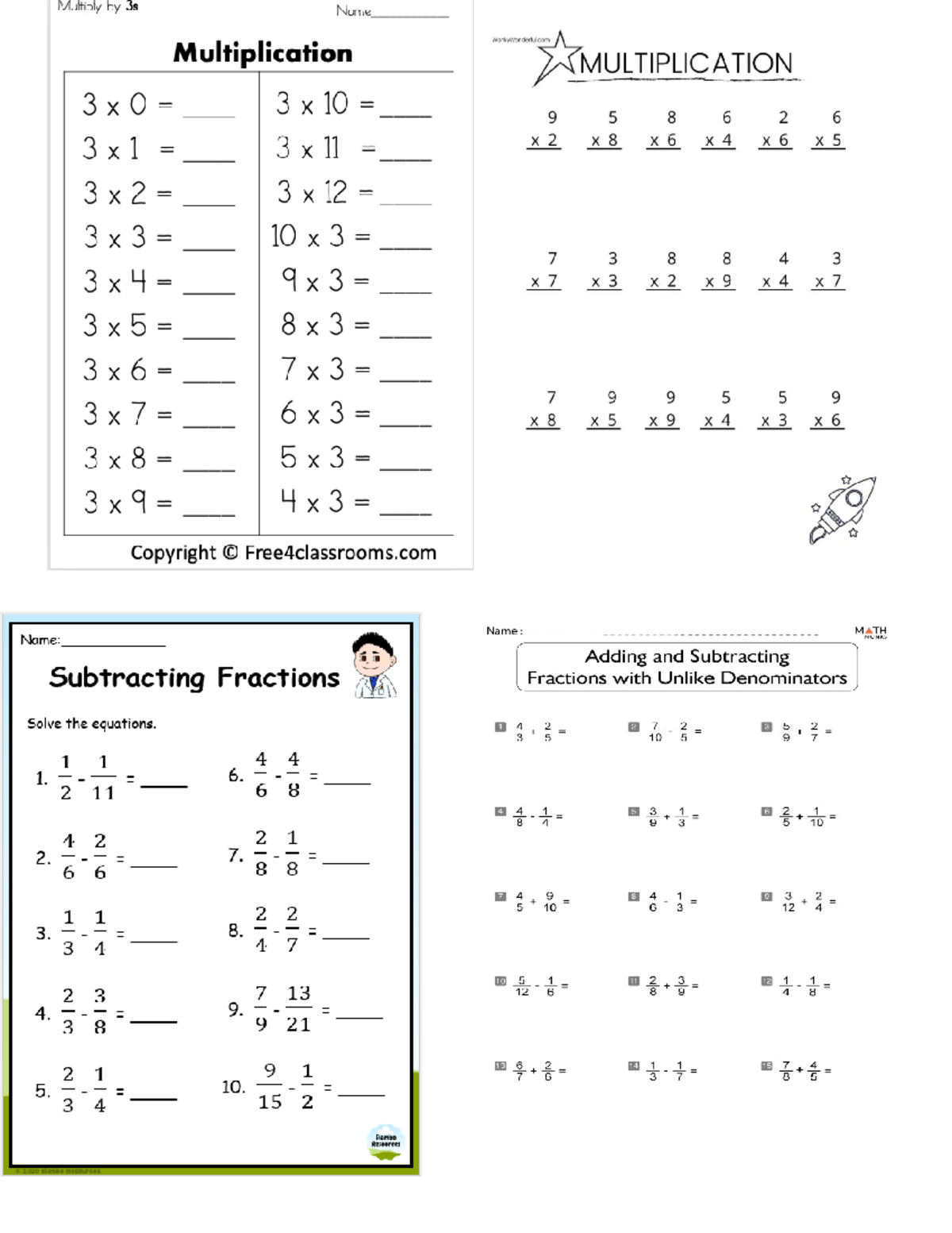 Math - elementary math - Multiply 3s Name WonkyWonderful Multiplication ...