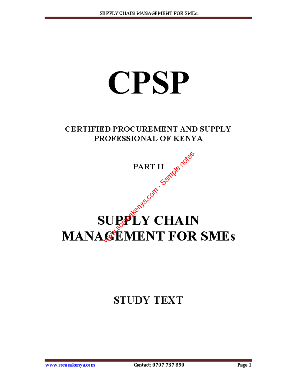 Supply Chain Management for SMEs- Sample - CPSP CERTIFIED PROCUREMENT ...