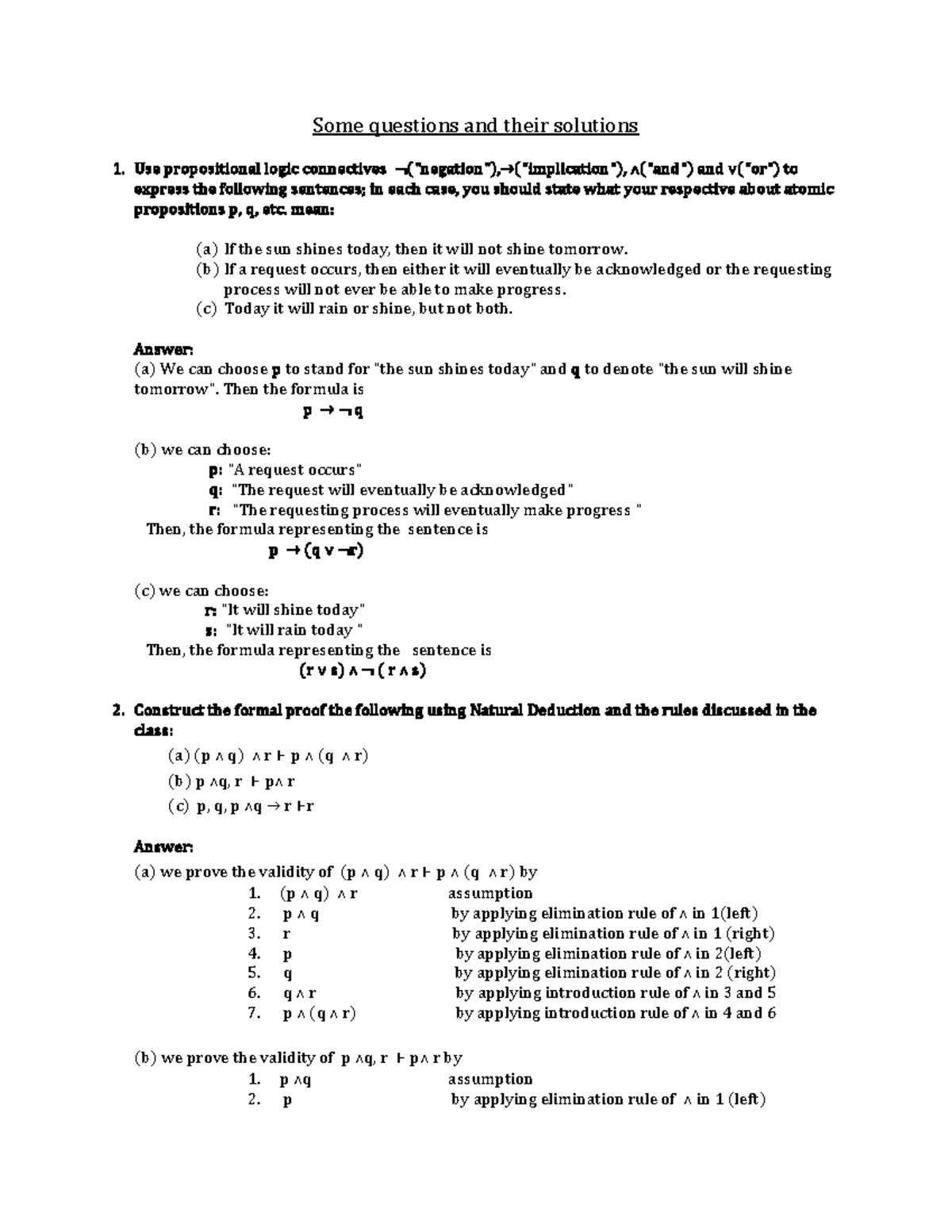 Exam 5 March 2018, questions - Some questions and their solutions Use ...