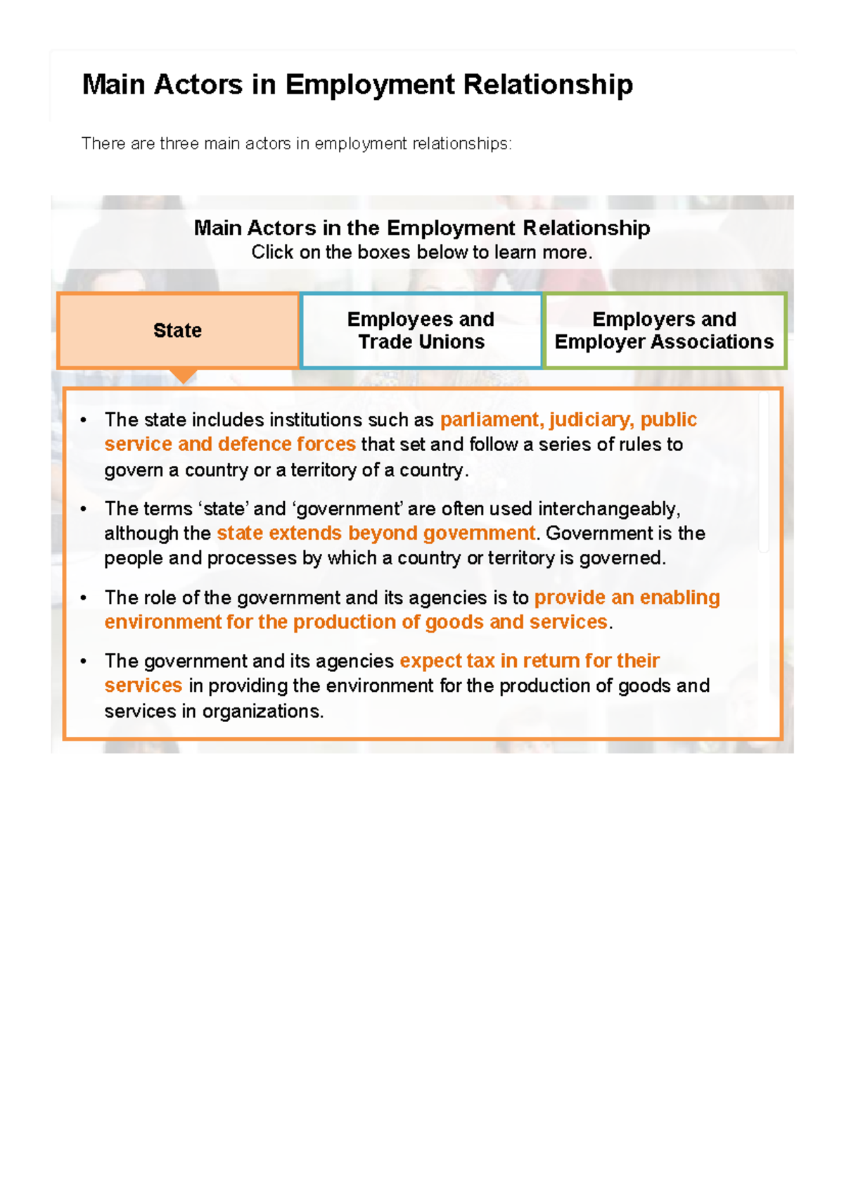 Lesson 1 - (14) - Employment relations - Main Actors in Employment ...