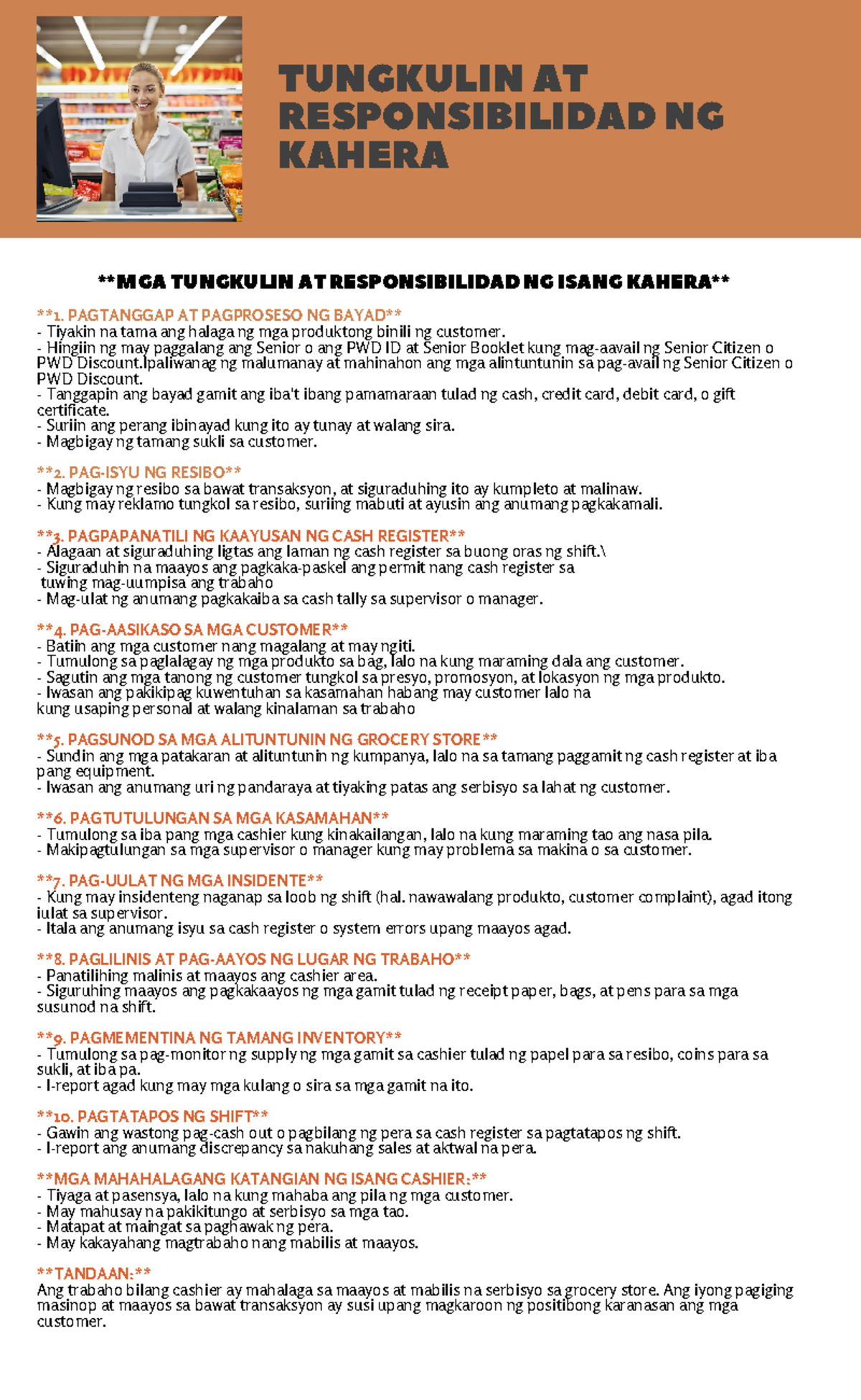 Tungkulin AT Responsibilidad NG kahera - TUNGKULIN AT RESPONSIBILIDAD ...