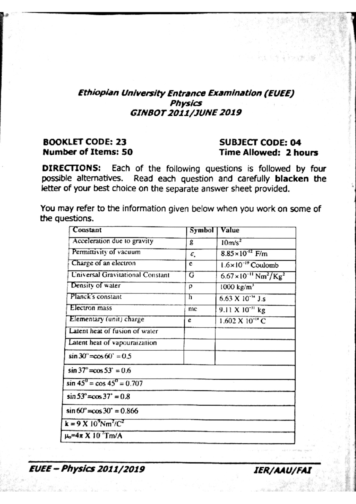 Physics 2011 matric - Physics freshman course - Studocu