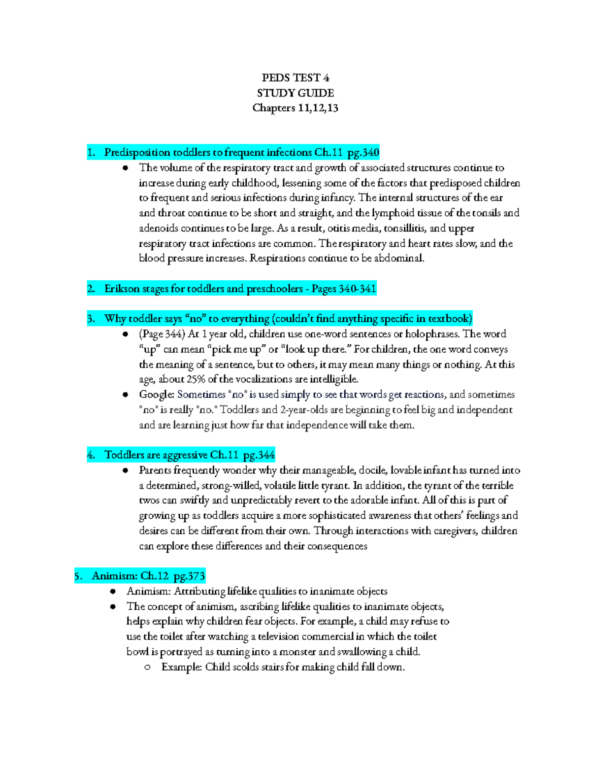PEDS TEST.4.guide - ..... - PEDS TEST 4 STUDY GUIDE Chapters 11,12, 1 ...