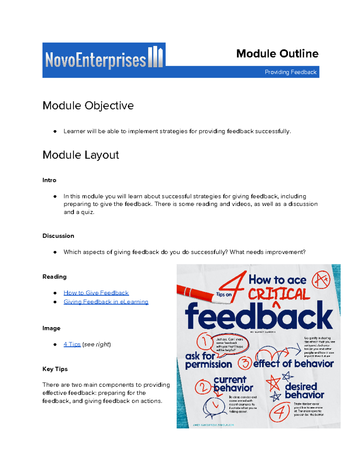 LXD Sample Module (Providing Feedback) - Module Outline Providing ...