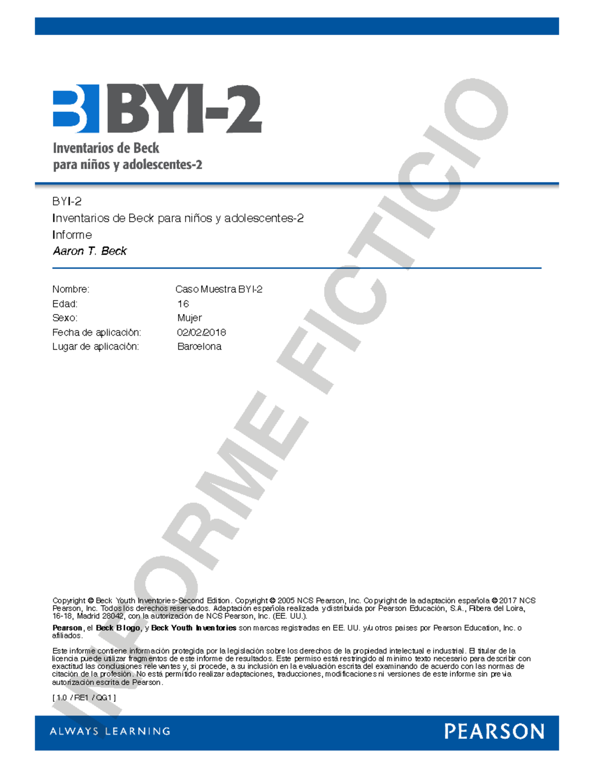 BYI-2 Inventario DE BECK PARA Niños Y Adolescentes - BYI- Inventarios ...